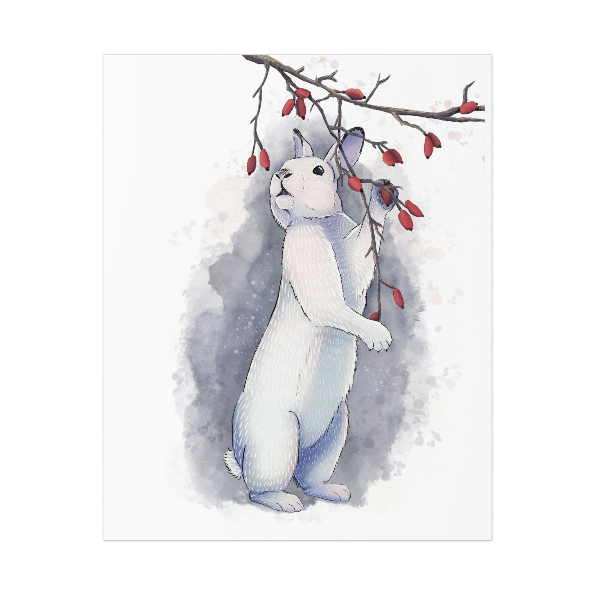 Watercolor Arctic Hare Winter Snow Bunny Rabbit Print - Etsy