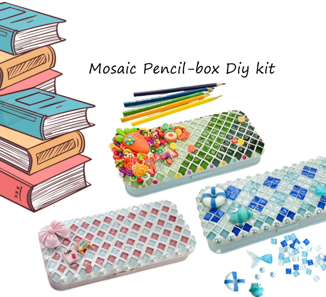 Kids Mosaic Pencil-box Diy Kit,student Pencil Storage, Children's Box ...