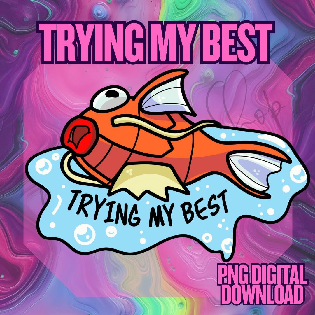 Funny Magikarp Meme Sticker | Motivational Art PNG (digital Download ...