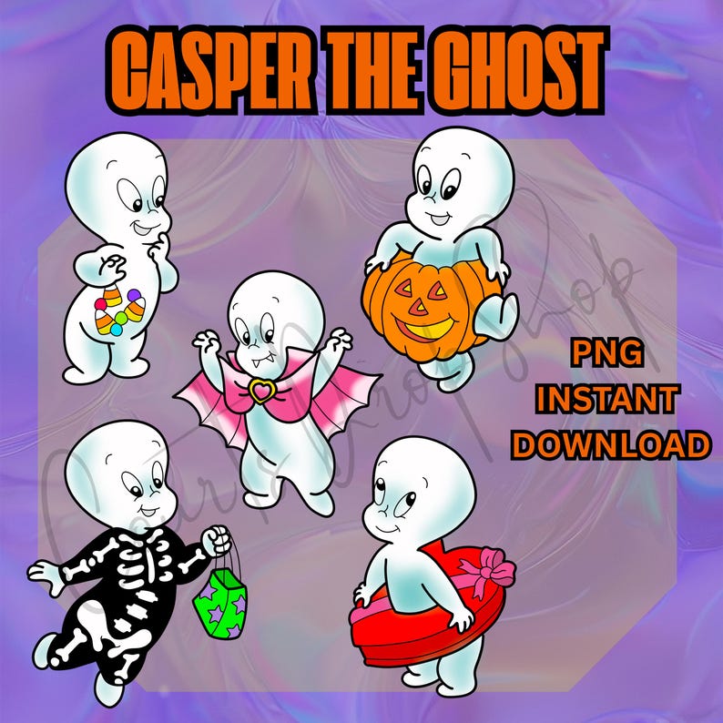 Casper the Friendly Ghost PNG Clipart Bundle - Halloween Cartoon ...