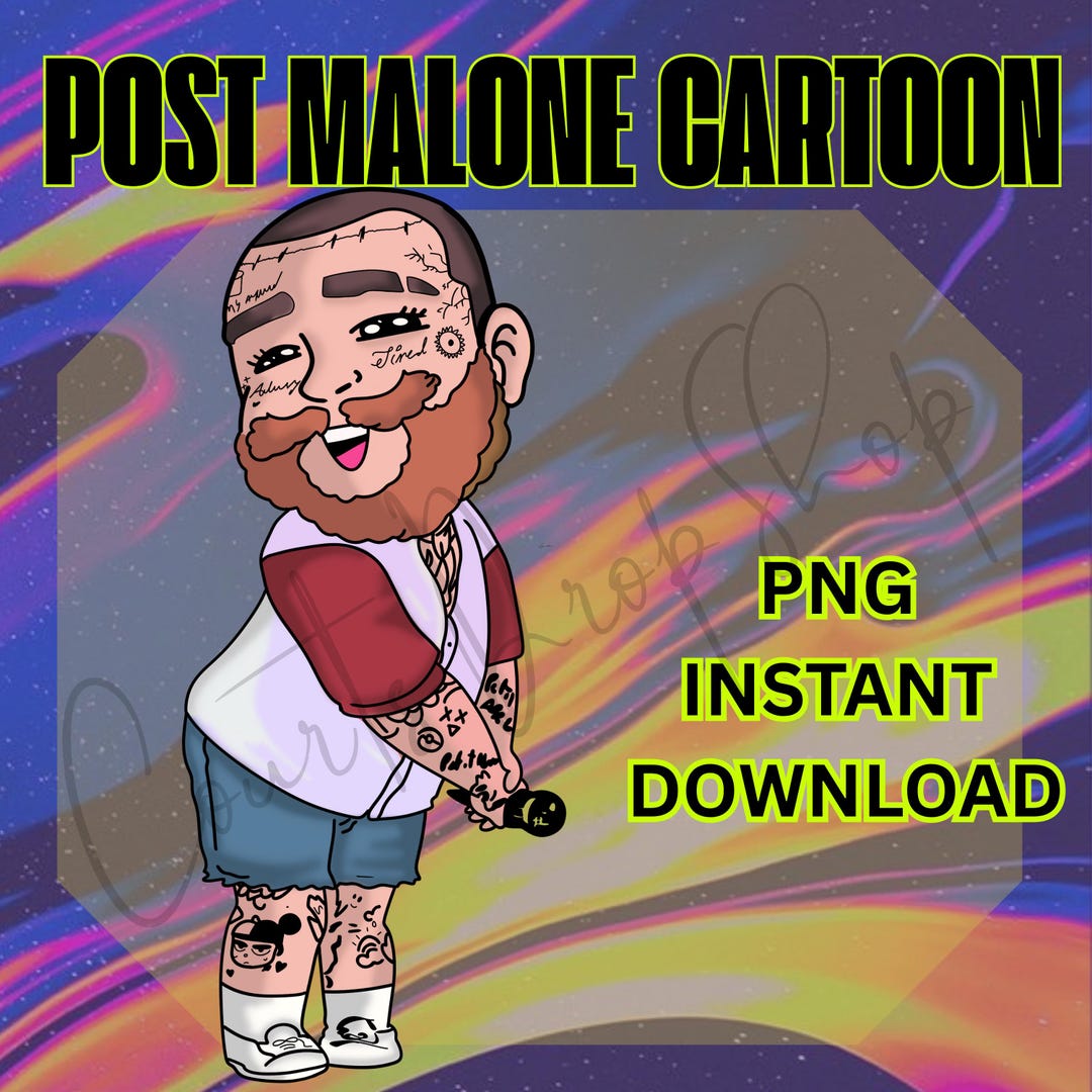 Post Malone Cartoon PNG: Funny Rapper Chibi Art (digital Download) - Etsy