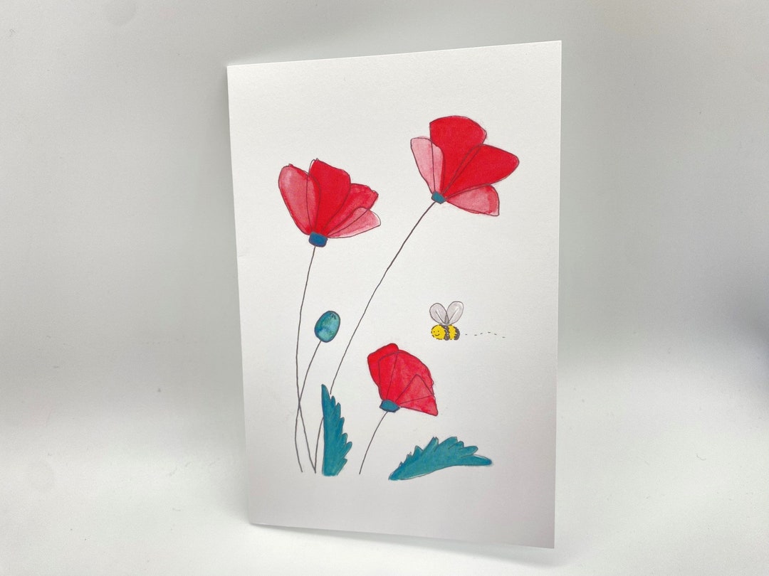 Poppy Card Set Watercolor Cards, Blank Greeting Card, Floral Artwork ...