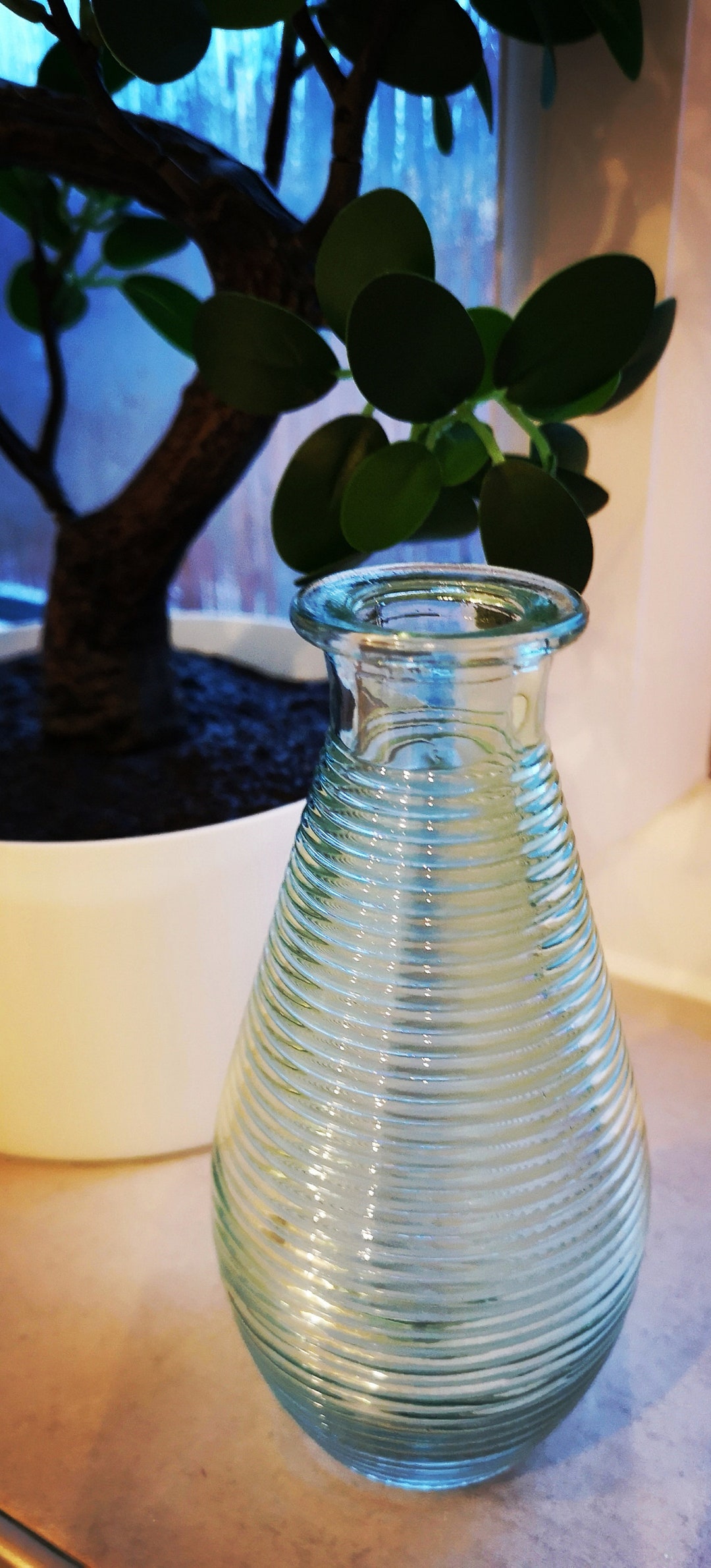 Slimline Green Glass Vase - Etsy