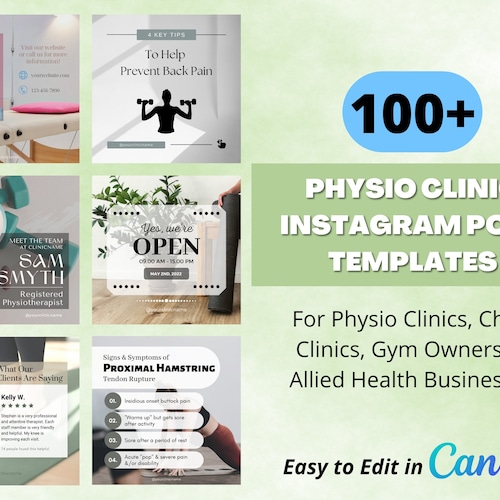 Physio Instagram Templates Canva Social Media Templates for - Etsy