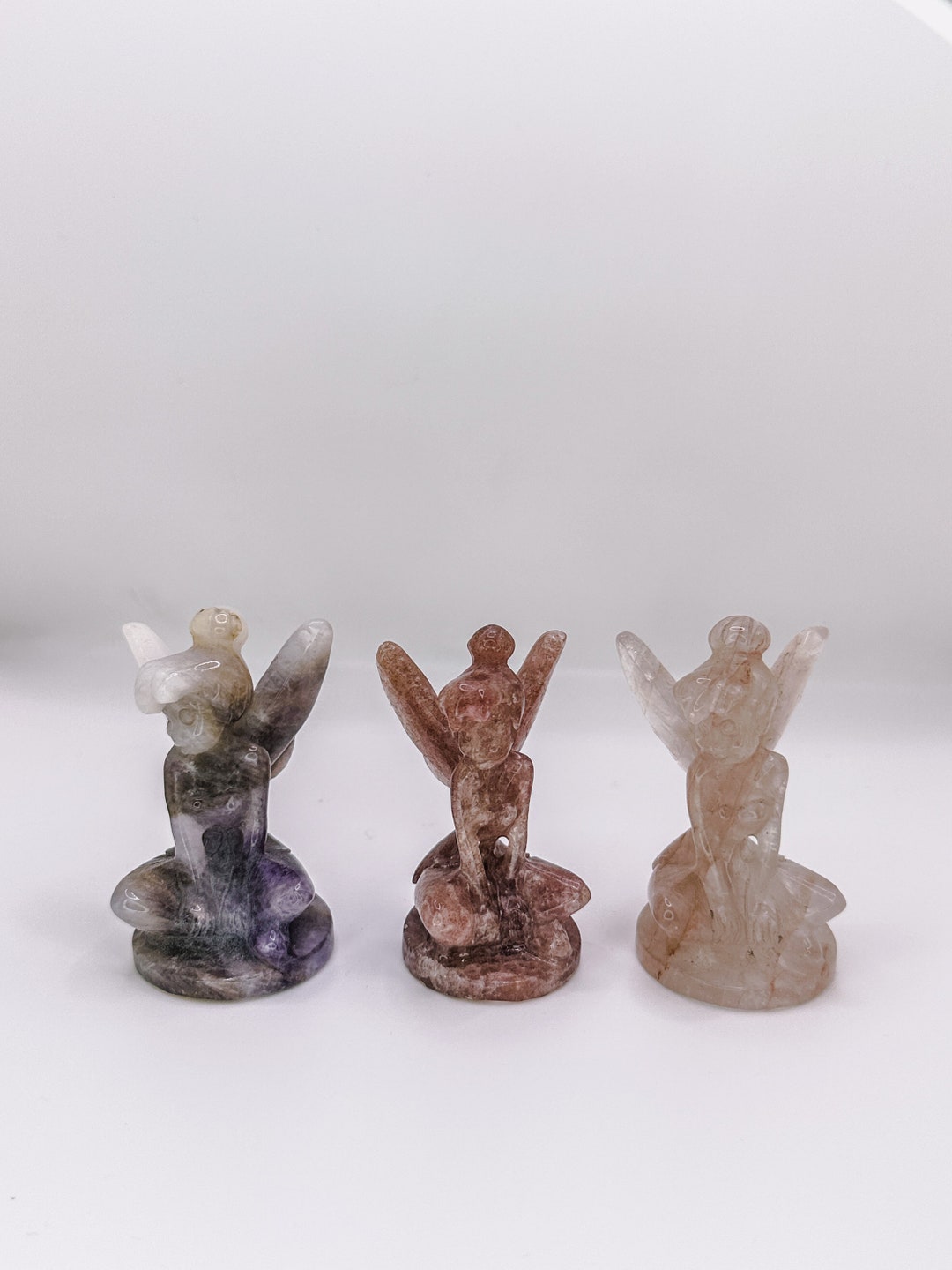 Tinkerbell Inspired Crystal Carving, Dream Amethyst, Strawberry Quartz ...