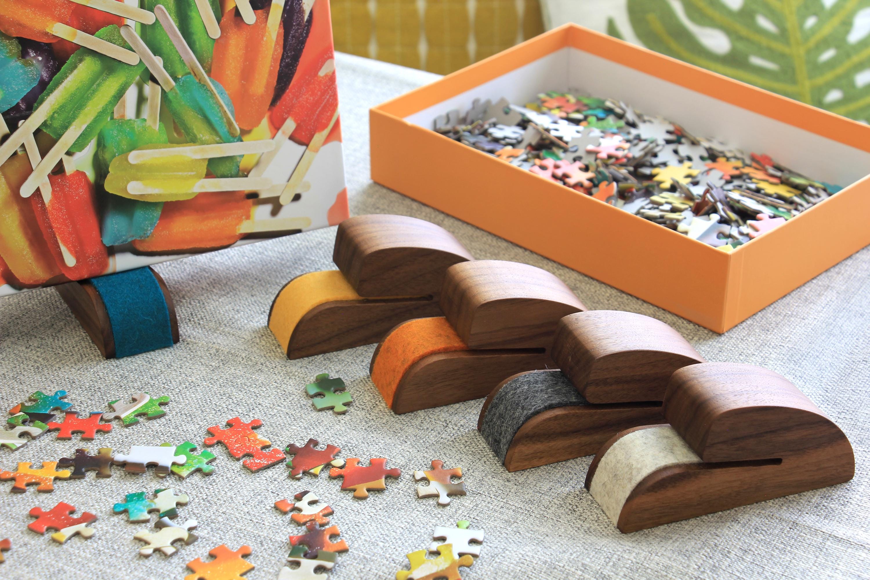 Personalized Walnut Jigsaw Puzzle Box Lid Stand: Wool Felt Inlay ...