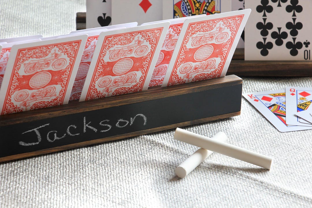 Chalkboard Playing Card Rack Holder. Set of 2 Wooden, Canasta Card ...