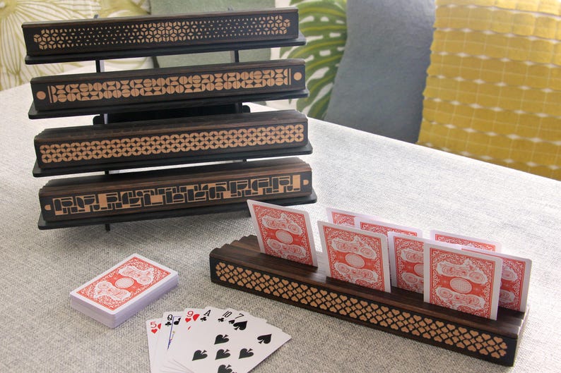 Playing Card Holder Set | Wooden Card Holders for Canasta, Hand & Foot ...