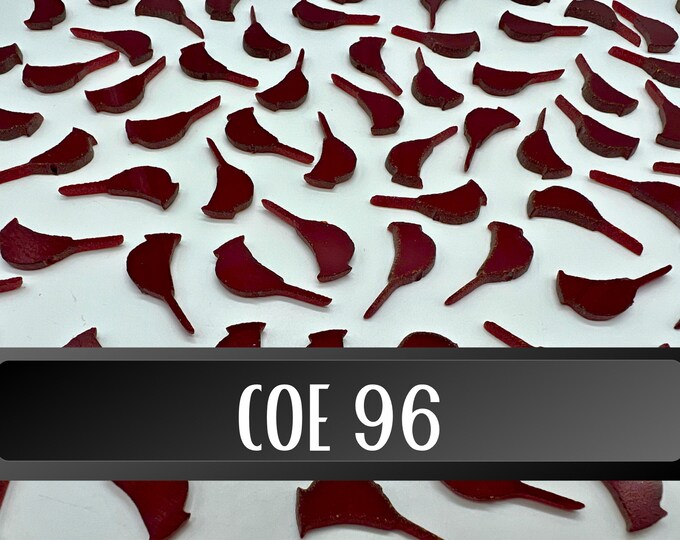 COE96 Waterjet Cut Mini Cardinal Set Cut on 3mm Red Transparent Fusible ...