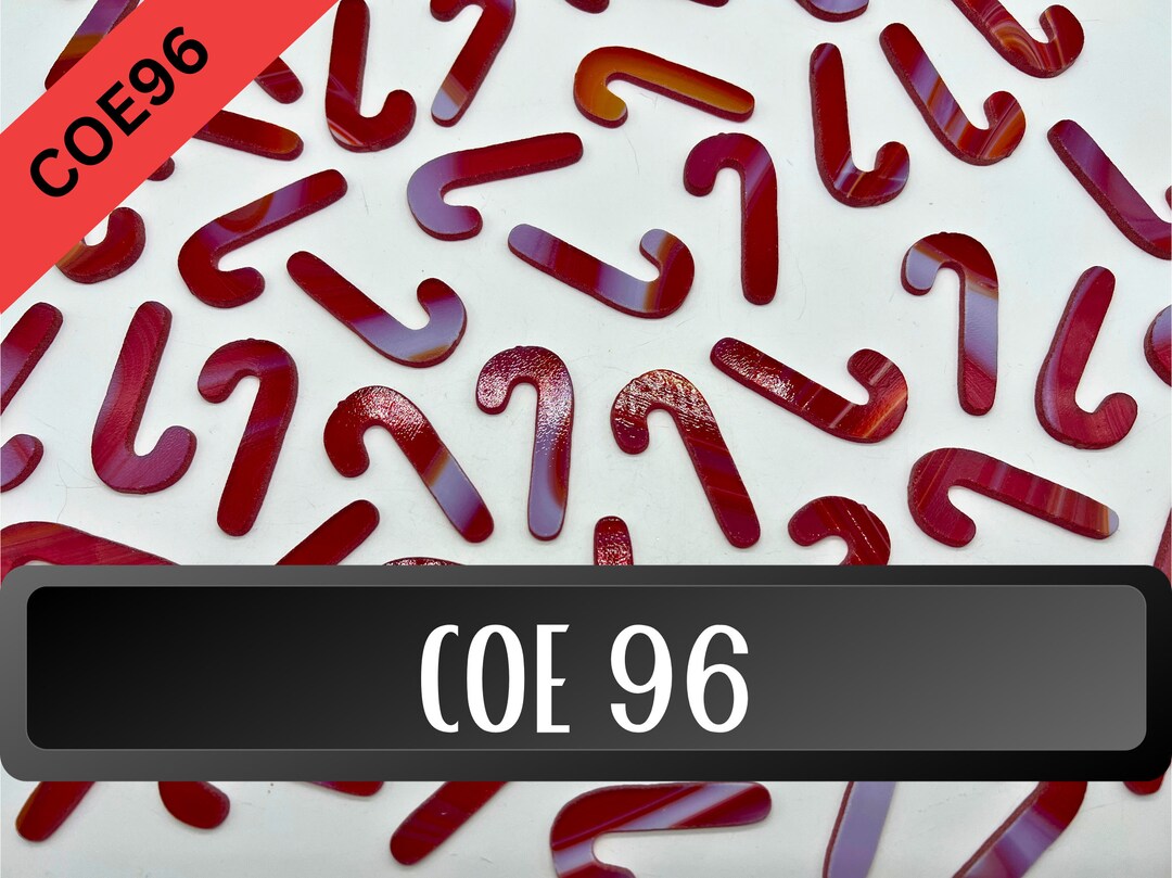COE96 Candy Cane on 3mm Transparent Red and White Swirl! 4 Pack ...