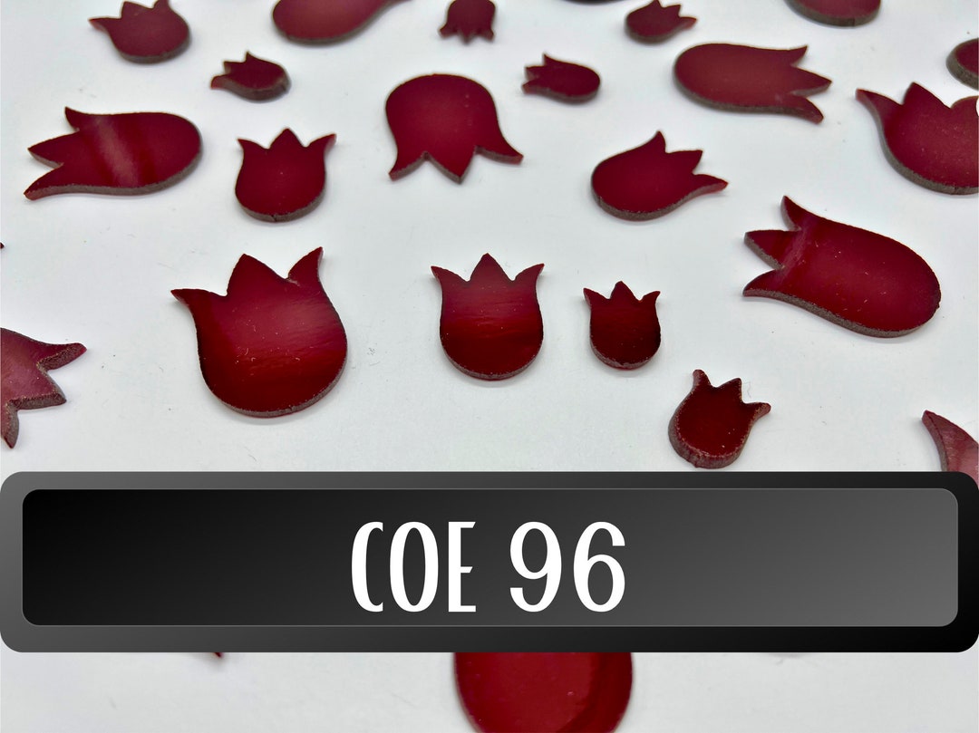 COE96 Waterjet Cut Tulip Set on 3mm Transparent Red Fusible Art Glass 3 ...