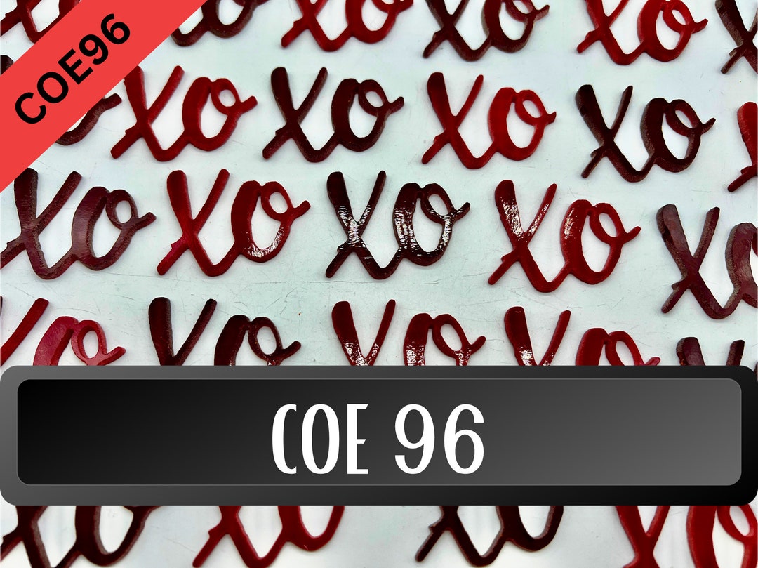 COE96 Waterjet Cut XO XO on 3mm Red Opal and Red Transparent Glass for ...