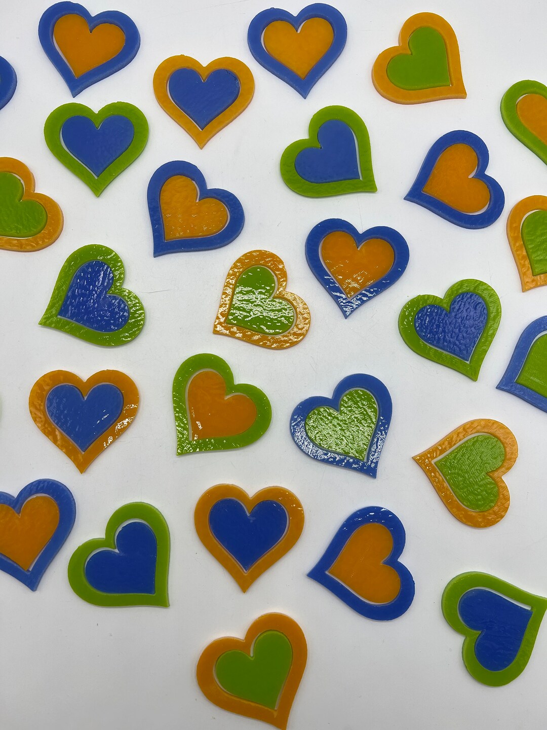 COE90 Nesting Heart Set Gold Purple, Spring Green, and Pumpkin Orange ...