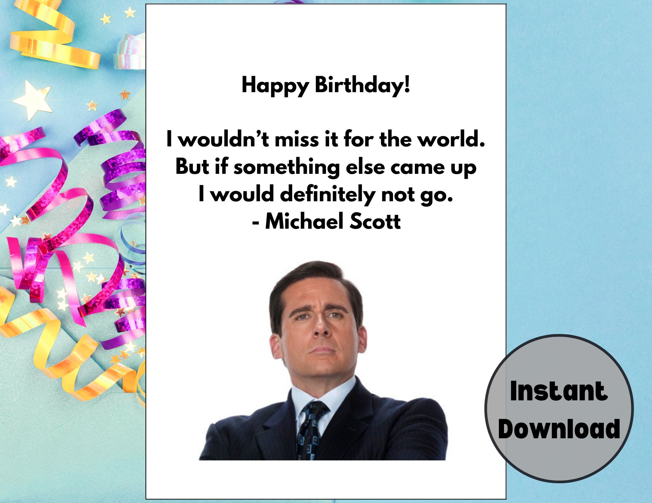 Michael Scott the Office Printable Happy Birthday Card - Etsy