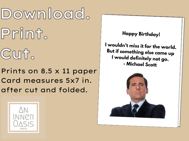 Michael Scott the Office Printable Happy Birthday Card - Etsy