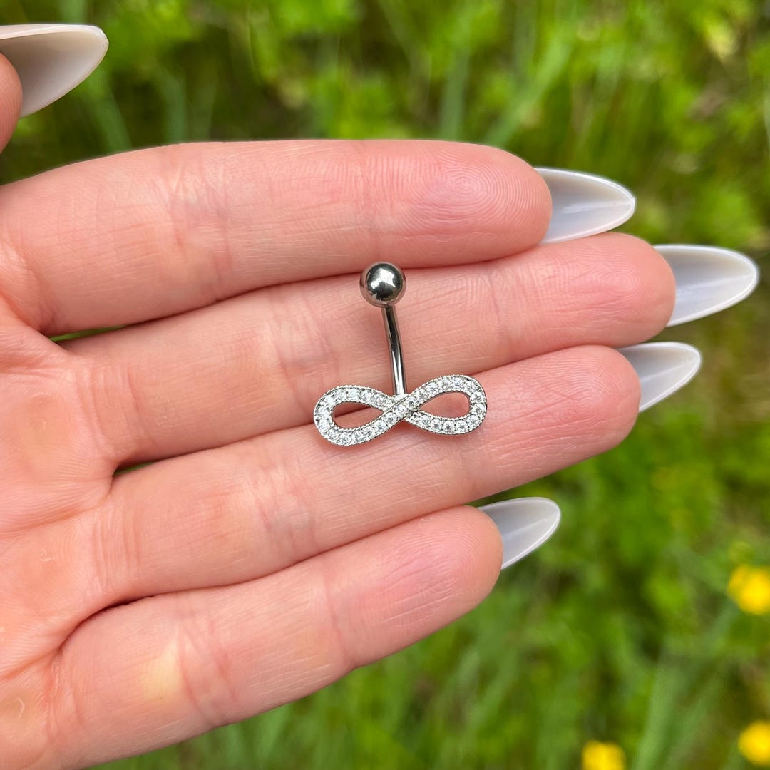 Infinity Symbol Belly Button Piercing, Belly Bar Jewellery With ...