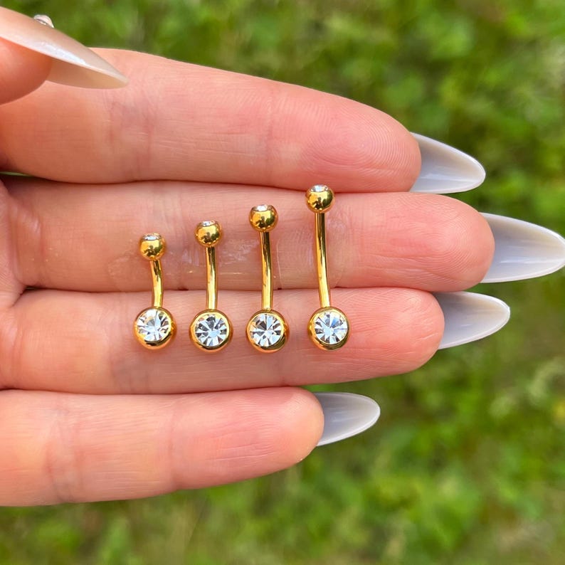 Titanium Belly Button Ring: Cubic Zirconia Navel Piercing, 6mm/8mm/10mm ...