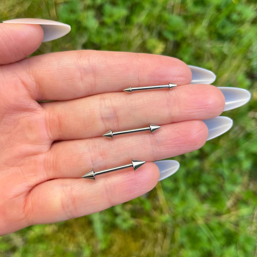 Spiky Bridge Barbell, Bridge Piercing With Spikes, Silver Body ...