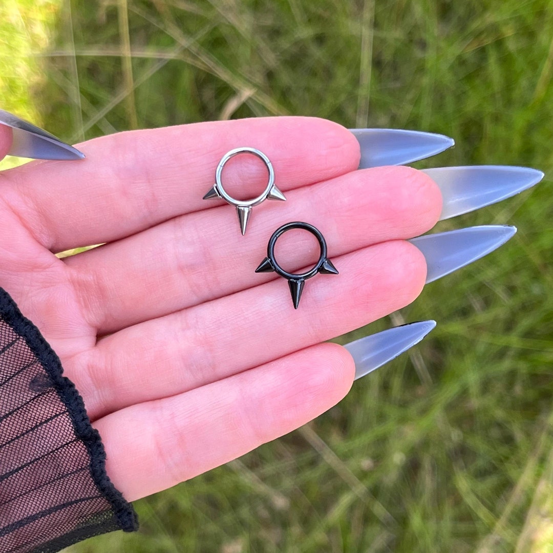 Spiky Septum Piercing, Septum Clicker Nose Ring, Titanium Septum Hoop ...