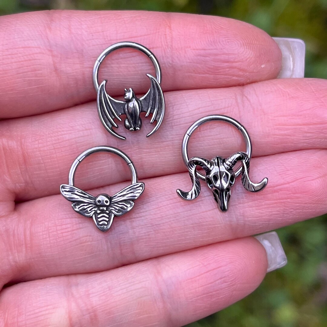 Stainless Steel Septum Clicker: Gothic Emo Punk Nose Ring 16G 10mm - Etsy