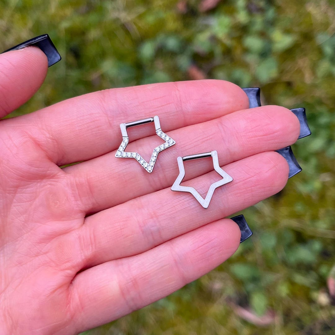 Star Septum Ring: Titanium Hinged Nose Hoop (14g/12mm) - Etsy