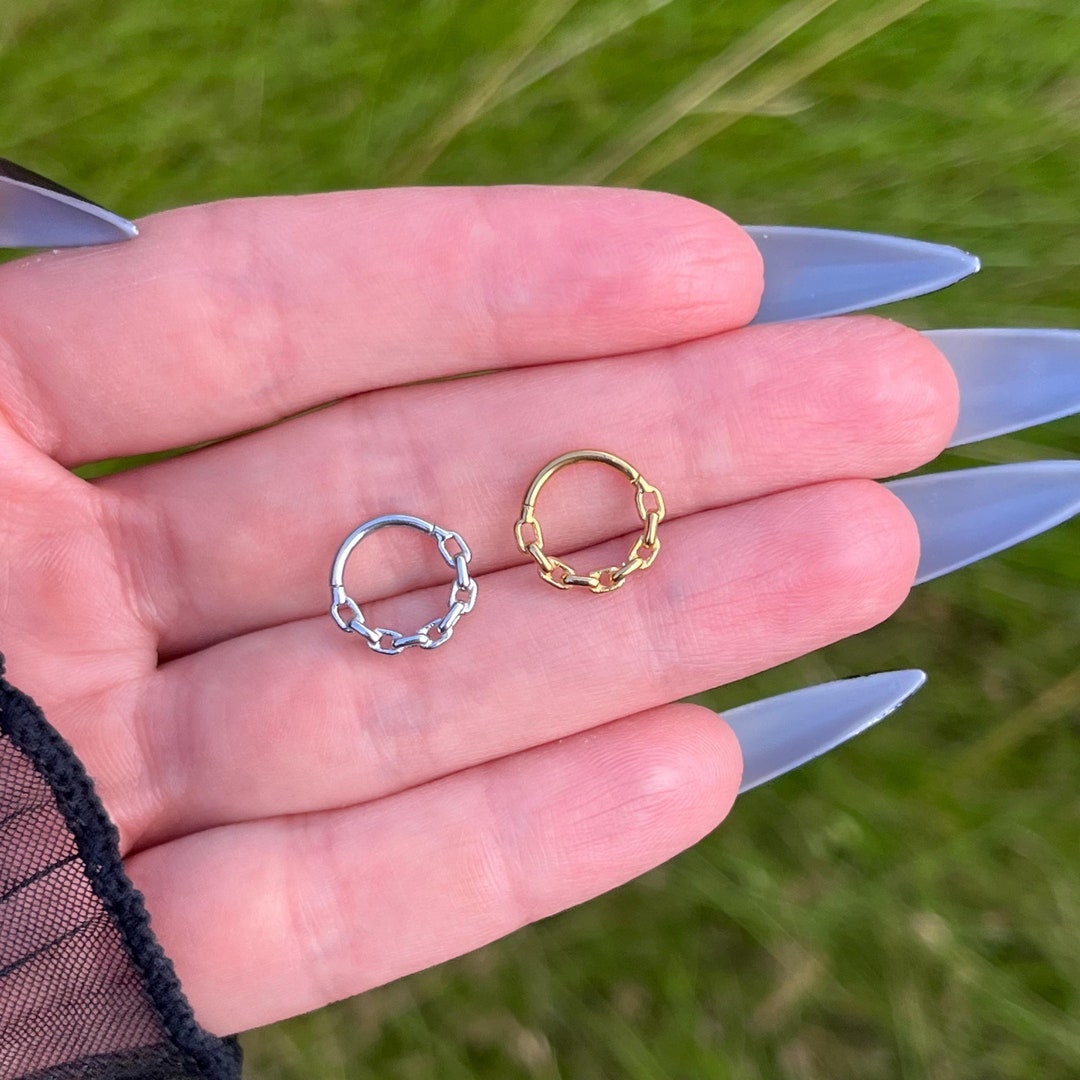 Silver/gold Septum Piercing, Septum Clicker Nose Ring, Septum Hoop ...