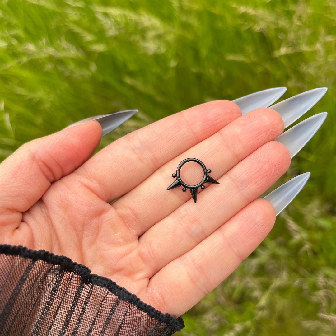 Spiky Septum Piercing, Septum Clicker Nose Ring, Titanium Septum Hoop ...