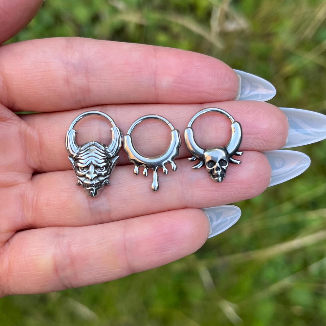 Hinged Septum Clicker: Stainless Steel Nose Ring, Gothic/punk /horror ...