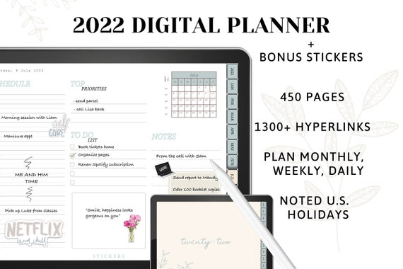 2022 Digital Planner Goodnotes Planner Hyperlinked Planner | Etsy