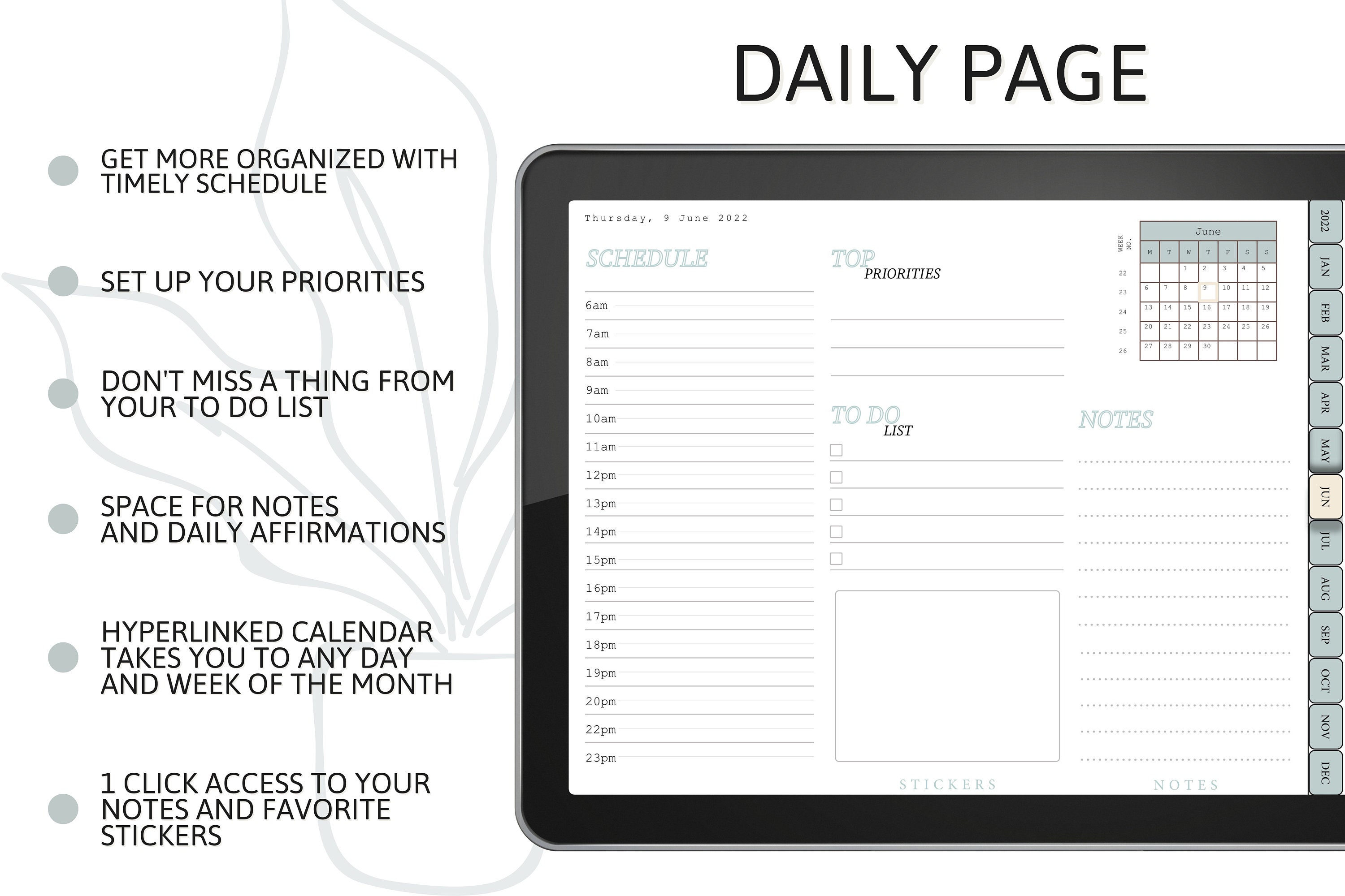 2022 Digital Planner Goodnotes Planner Hyperlinked Planner Easy to Use ...