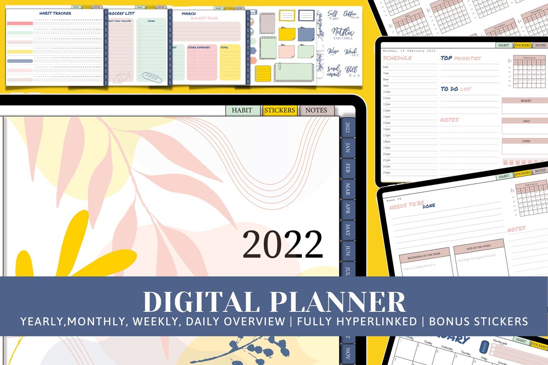 2022 Digital Planner | Goodnotes Planner | Hyperlinked Planner | Easy ...