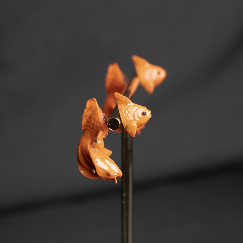 Hand-painted Goldfish Earrings | 3D Printed | Aquarium Animal Jewelry ...