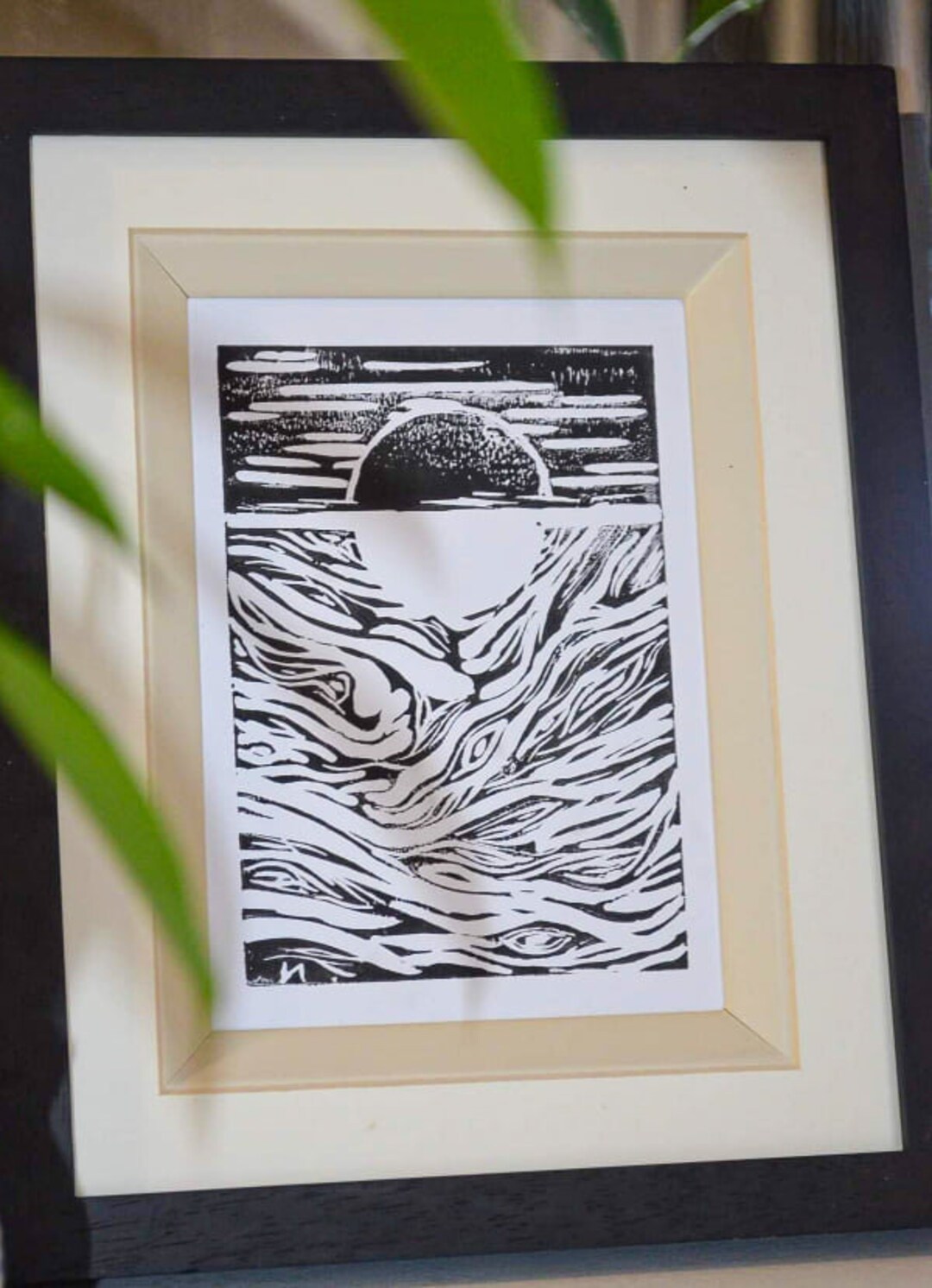 Linocut Sun on the Horizon - Etsy