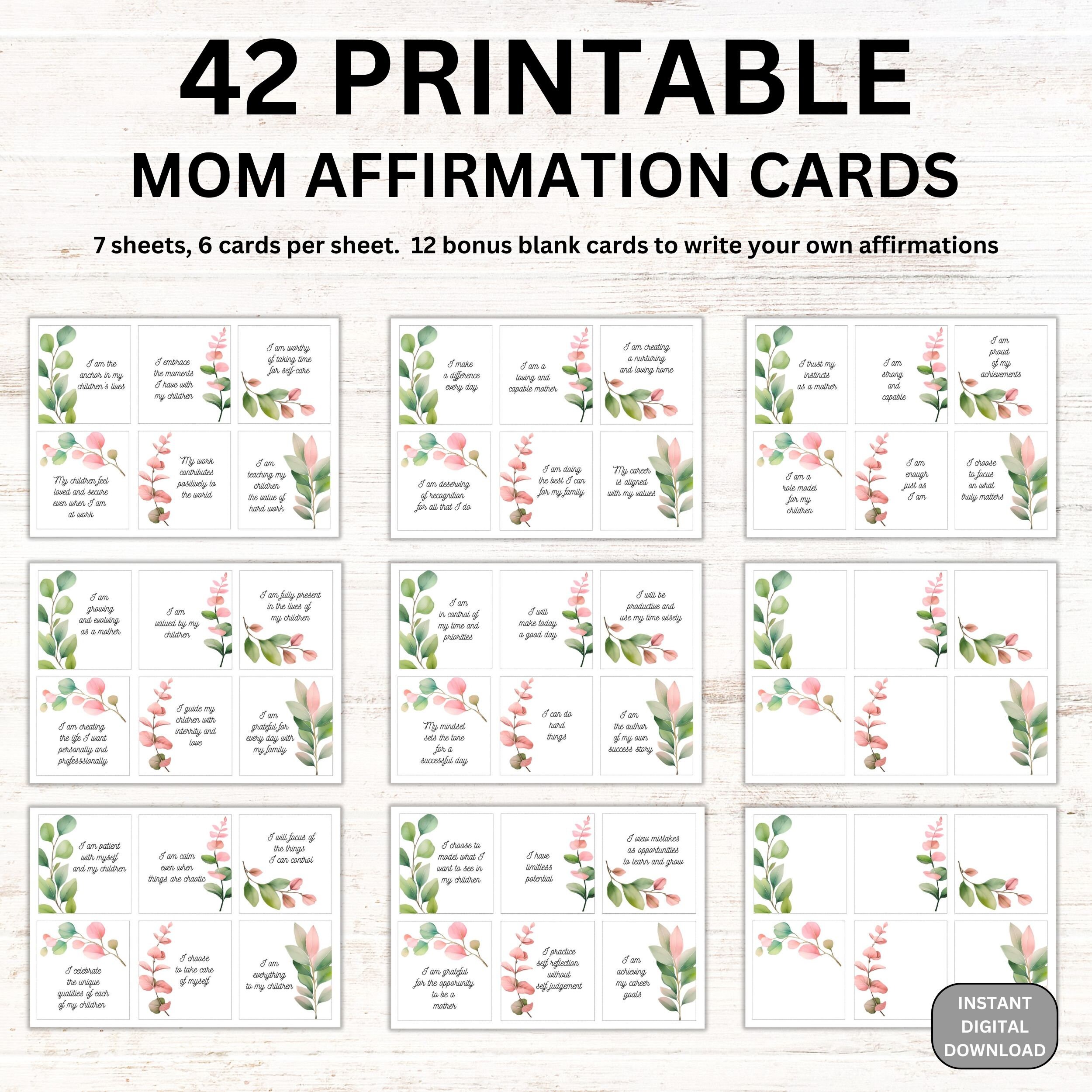 Affirmation Cards Mother Printable, Mother Self-care Affirmations ...