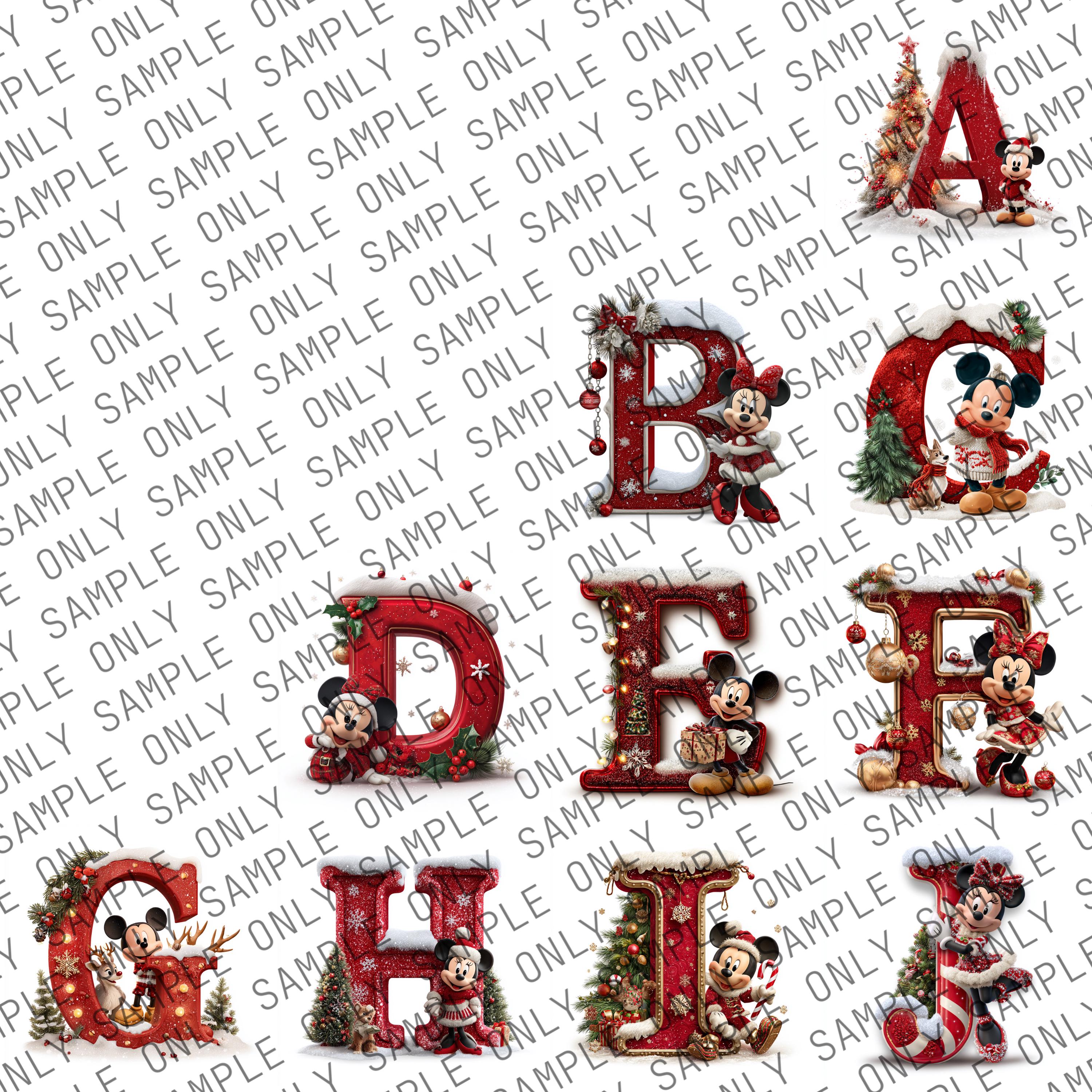 Christmas Mickey Minnie Alphabet, 2026, Letters PNG (digital Download ...
