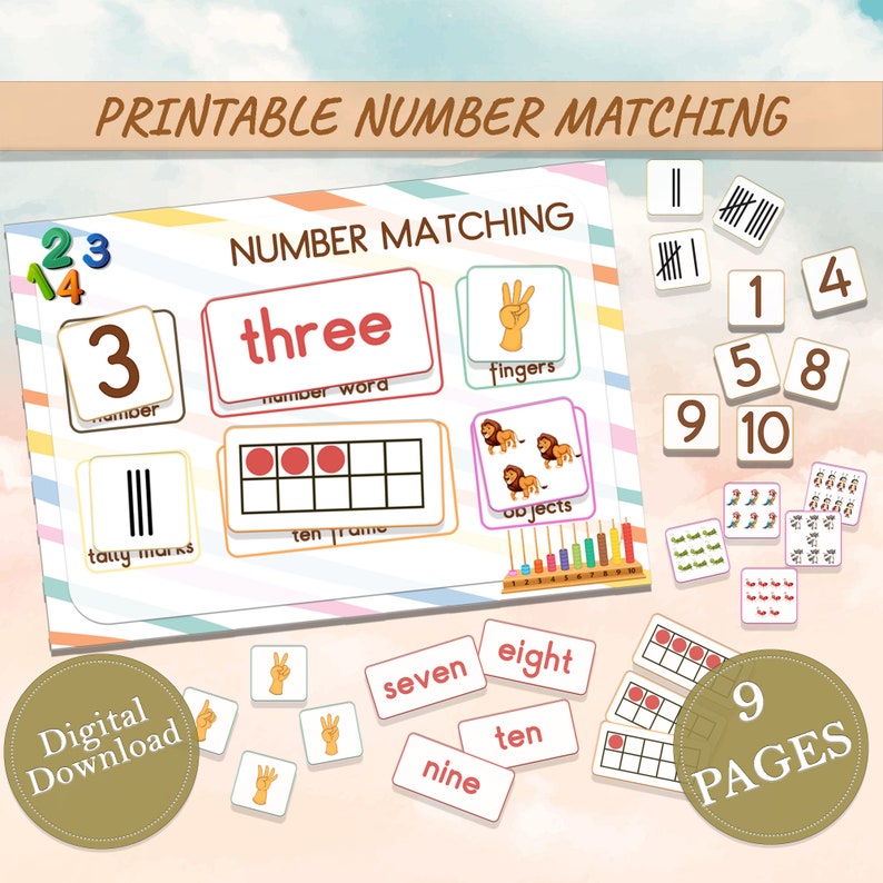 Number Matching Activity. Count and Match 1-10. Colourful Busy Binder ...