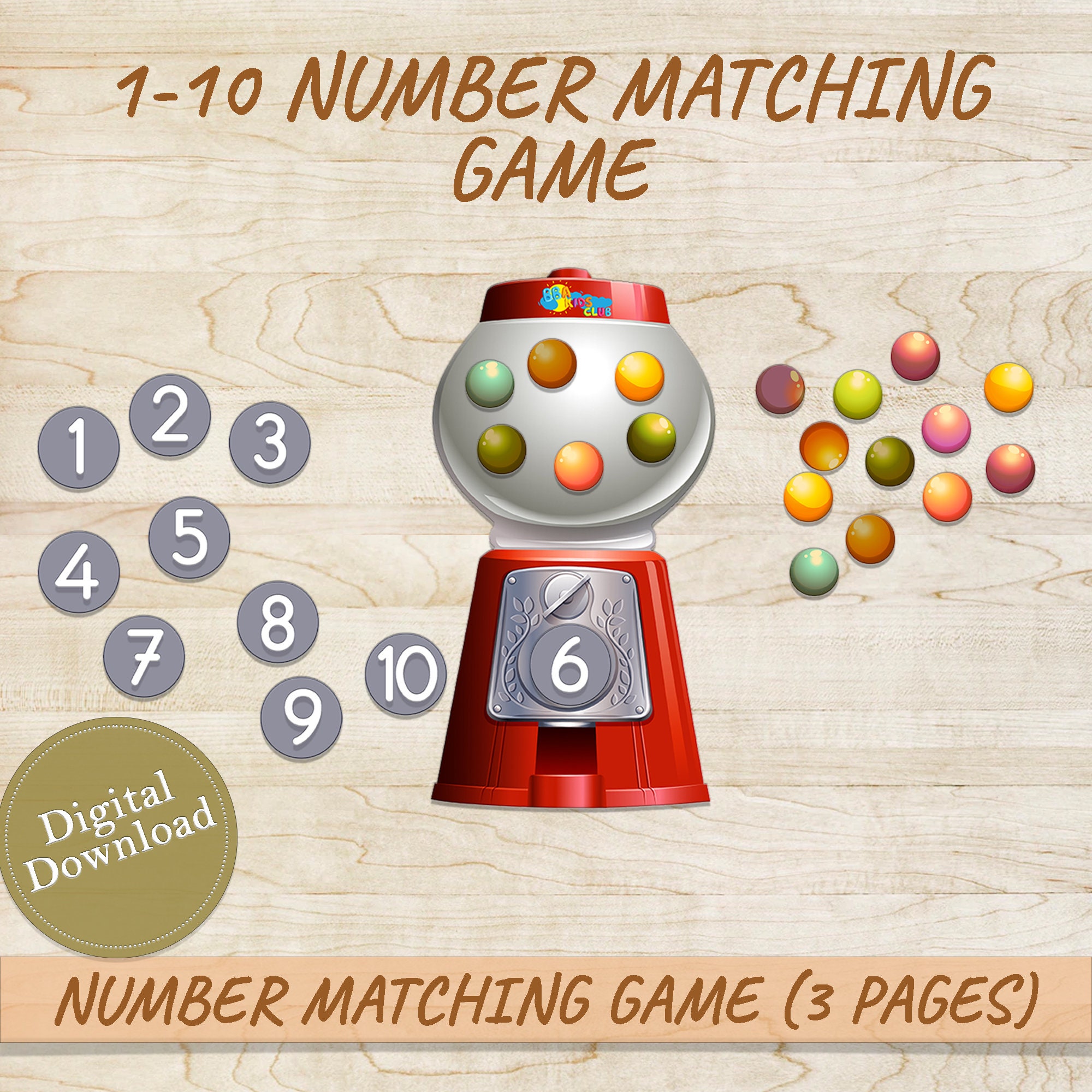 Number Matching Activity With Gumball Machine Theme. Count and Match 1 ...