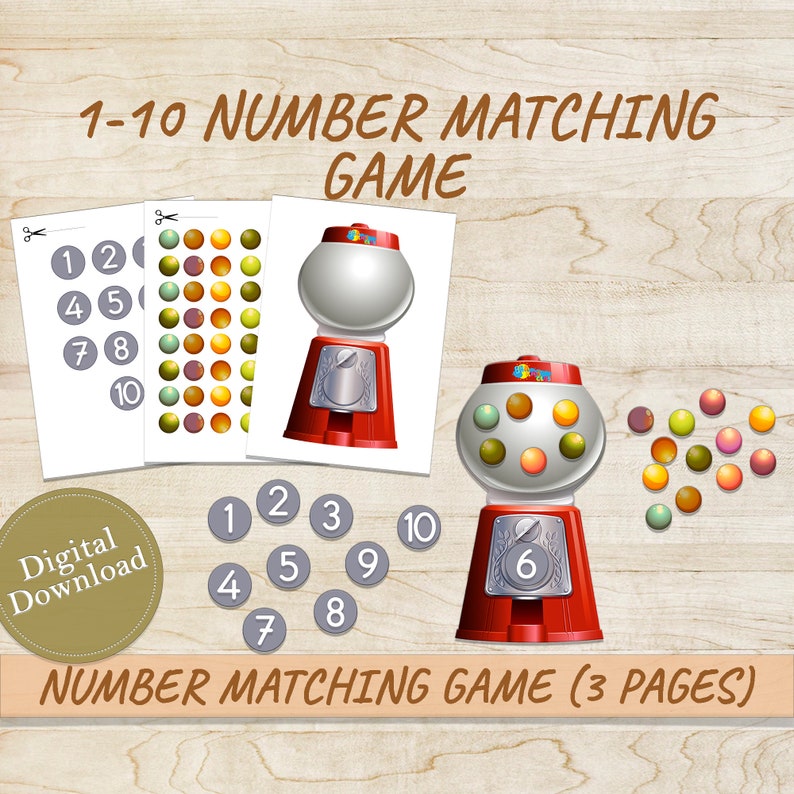 Number Matching Activity With Gumball Machine Theme. Count and - Etsy