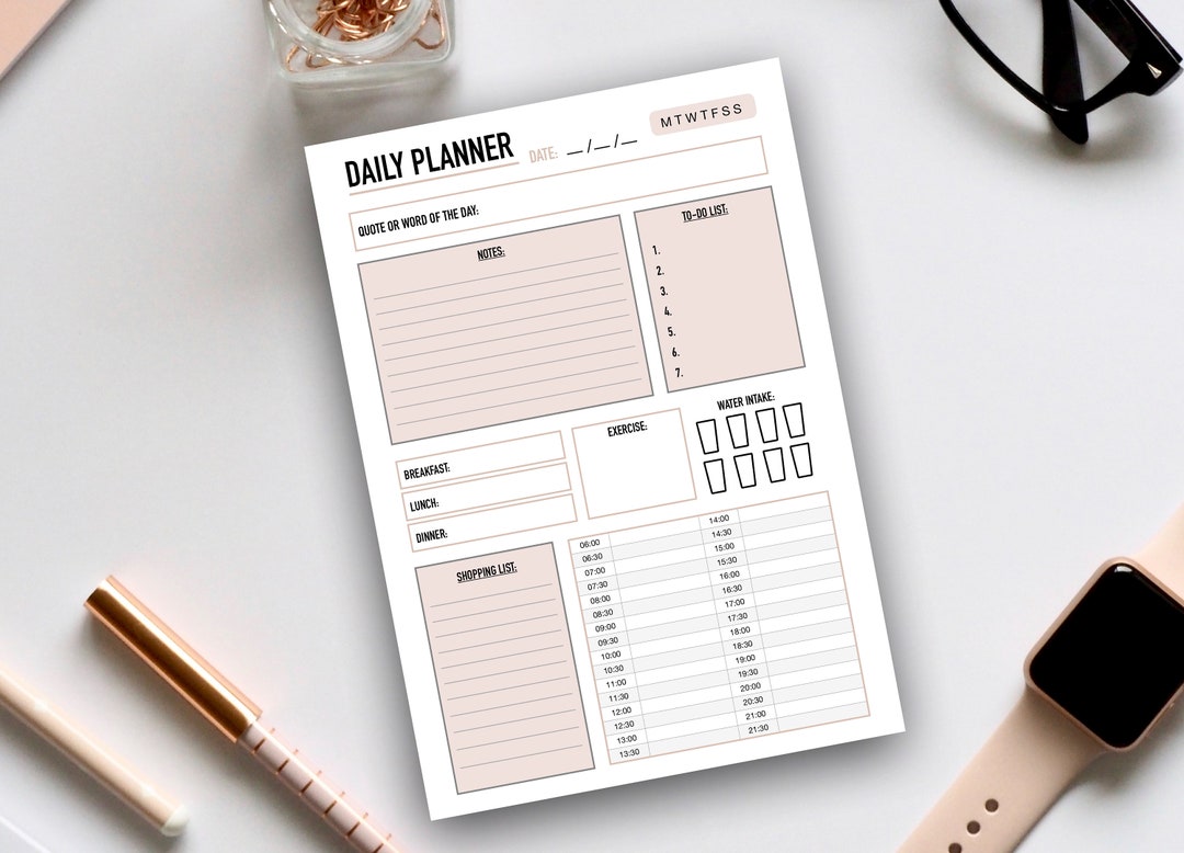 A4 & A5 Printable Daily Planner, Daily Schedule, Instant Download, Half ...