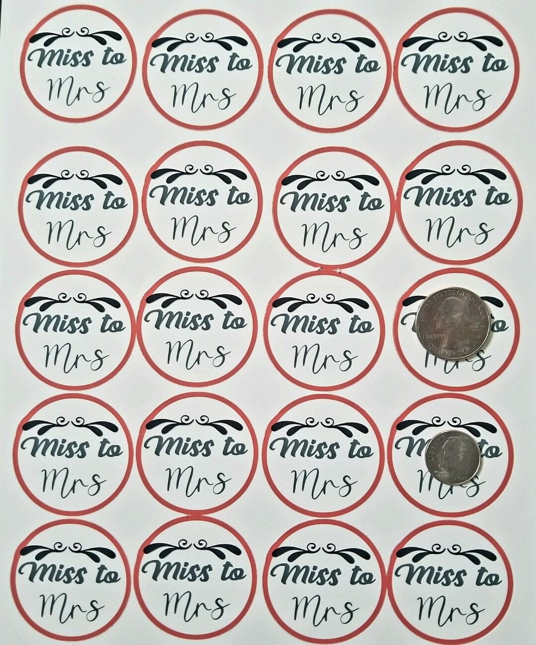 1.5" Miss to Mrs. Sticker Wedding Bridal Shower Engagement Party Favors ...