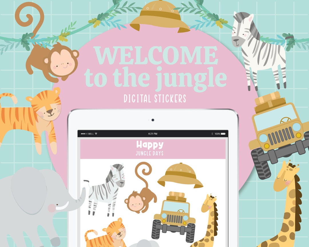 Jungle Digital Stickers, Png Images, Digital Planner Stickers, Journal ...