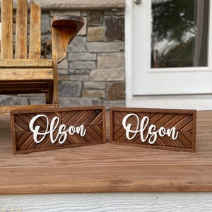 Family Name Sign, Custom Walnut Mosaic Name Sign, Custom Wall Decor ...
