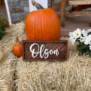 Custom Walnut Mosaic Family Name Sign, Handcrafted Wall Decor - Etsy
