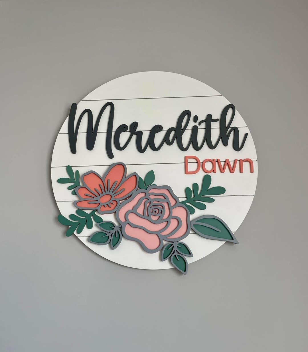 Custom Nursery Name Sign, Custom Name Sign, Nursery Decor, Floral ...