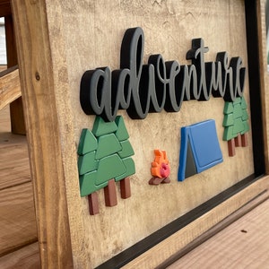 Wooden Adventure Sign, Camping Bedroom Decor, Camping Nursery Decor ...