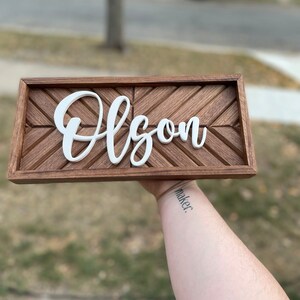 Custom Walnut Mosaic Family Name Sign, Handcrafted Wall Decor - Etsy