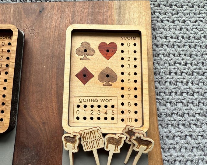 Travel Euchre Game Set, Travel Euchre Scoreboard, Wooden Euchre Game ...