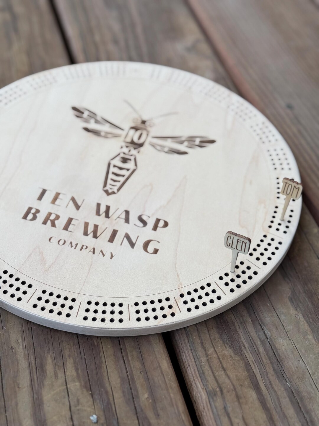 Custom Round Cribbage Board, Logo Cribbage Board, Three Track Cribbage ...