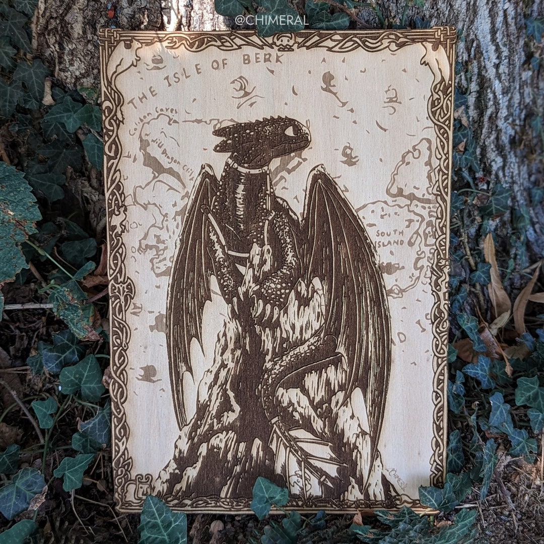 Wood Engraving - Fan Art Toothless How to Train Your Dragon - Wall ...