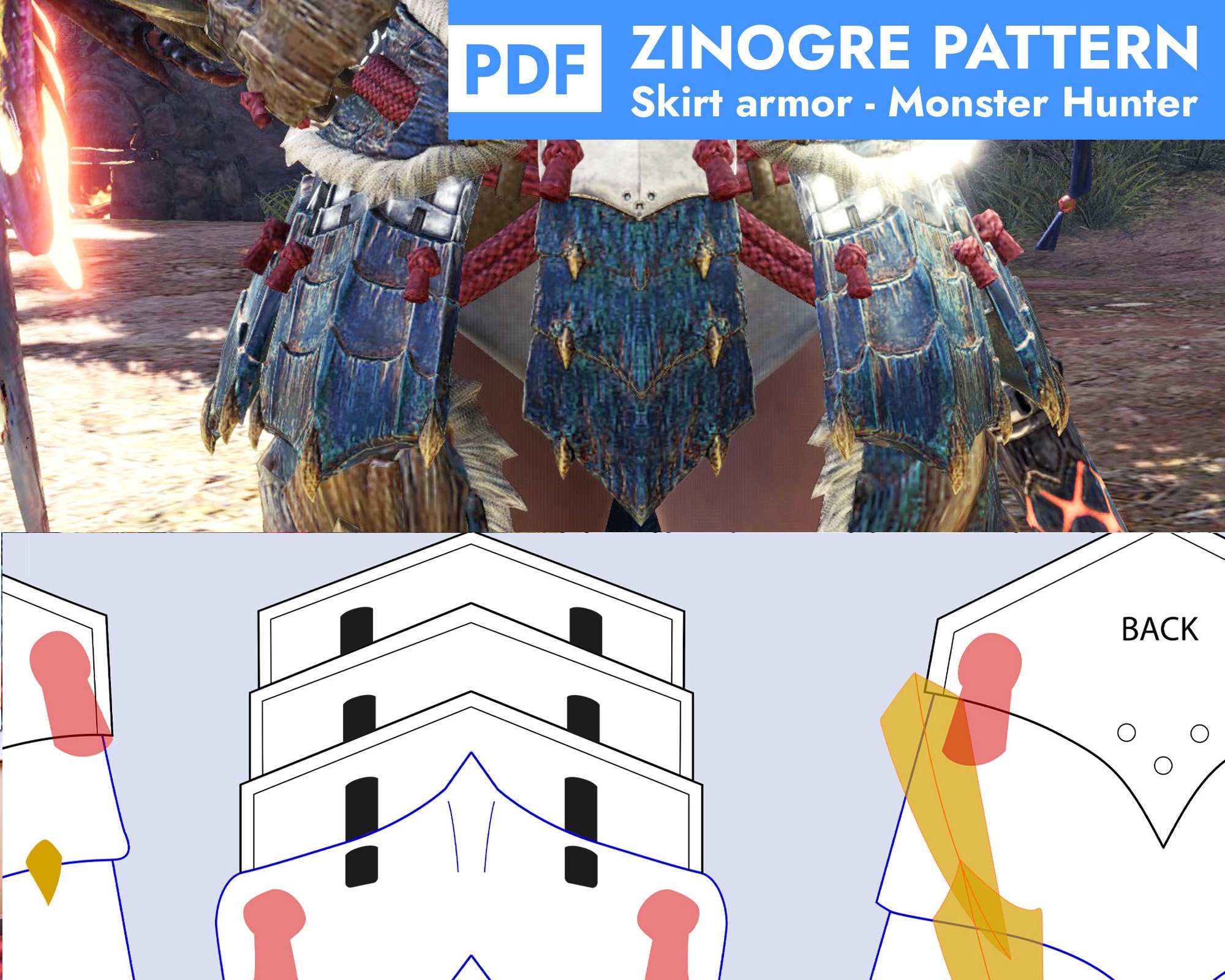 Zinogre Skirt Armor Monster Hunter World Inspired PDF - Etsy